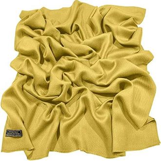 CJ Apparel Jaune Or Echarpe de Pashmina en Châle Népalaise Solide Couleur Unie Conception Wrap Étole