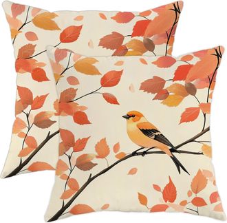 Generic Fall-Goldfink Dekokissen Weich Zierkissenbez&uuml;ge Mit Rei&szlig;verschluss Kissenh&uuml;llen F&uuml;r B&uuml;ro Bett Hotel 45X45Cm 2Er Set