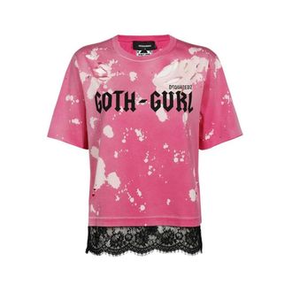 Dsquared2 Femme, Tops, Rose, Taille: 40 FR T-shirt Élégant