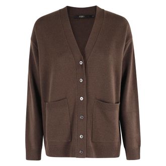 Seventy Femme, Pulls, Brun, Taille: 44 FR Cardigan marron à col en V avec boutons