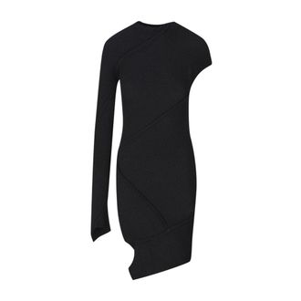 Balenciaga Spiral Mini Kleid Hoher Kragen Gerippt - - Dresses - Damen - Schwarzk - S