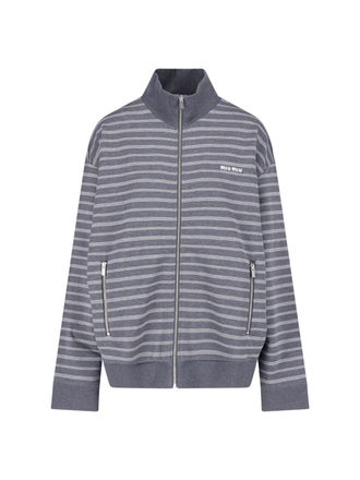 Miu Miu Striped Zip Sweatshirt