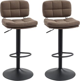 HOMCOM Lot de 2 tabourets de bar Vintage capitonn&eacute; - pivotant, r&eacute;glable - repose-pied - rev&ecirc;tement synth&eacute;tique marron effet vieilli