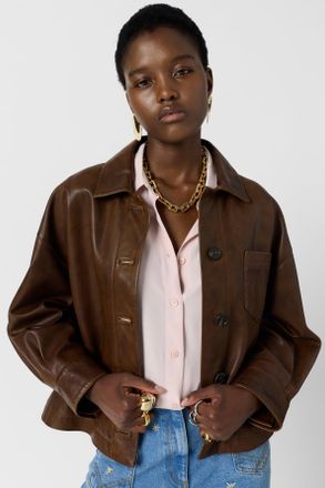 Gerard Darel Surchemise en cuir vieilli - NICOLE - Marron