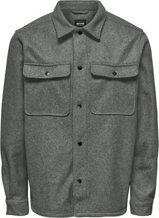 Only & Sons Onsash Ovr Woolen Look Pkt LS T-Shirt Noos pour Homme, Castor Gray, L