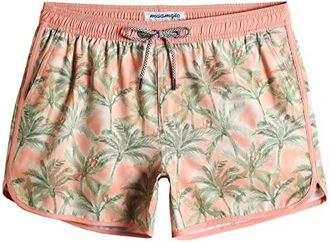 Maamgic Short de Bains Homme Maillot de Bain Court 4 Way Stretch Vintage 80 90 Séchage Vite pour Vacance a la Plage,Cocotier Vert Orange,XXL