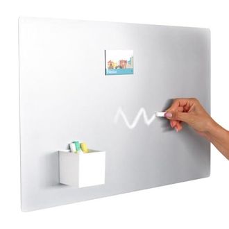 KalaMitica Tableau Magnétique Mural en Acier, Écrivable à la Craie, Couleur Argent, 56x38x0,12 cm