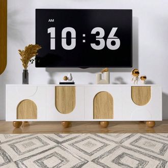 Generic Niedriger TV-St&auml;nder im Retro-Design 175x38x50 cm - Vintage und 4-t&uuml;riges ge&auml;dertes Holz-Finish, sauberer und einzigartiger Stil
