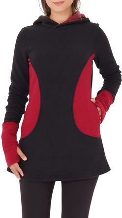 Purewonder Damen Pullover Kapuzenpullover-Kleid aus Fleece dr12 Rot S
