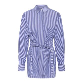 Inwear Femme, Blouses et Chemises, Bleu, Taille: 44 FR Chemise &agrave; rayures avec ceinture et col