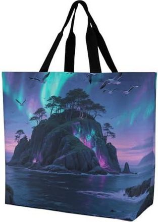 Generic &Icirc;le Aurora Sac Fourre-Tout Pliable Tote Bag D&eacute;contract&eacute; Sac A Main Femme Pour Quotidienne Shopping Voyage