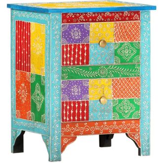 vidaXL Handbemalter Nachttisch 40&times;30&times;50 cm Mango Massivholz - Vidaxl
