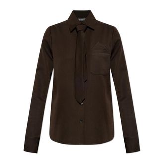 Acne Studios Tie-detailed Wool-twill Shirt - - Blouses & Shirts - Damen - Braun - S