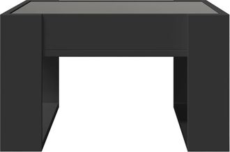 Generic Moderner Couchtisch mit LED-Licht, Glasplatte und MDF-Rahmen, Zeitgen&ouml;ssischer Wohnzimmer-Mitteltisch mit Stilvollen Beleuchteten Akzentm&ouml;beln (Schwar