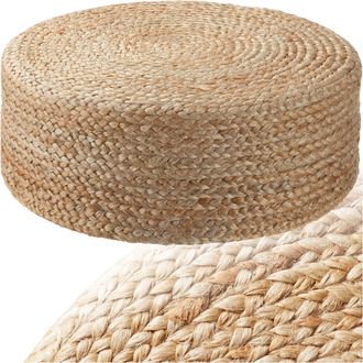TecTake handgefertigter Jute Pouf Boho, Hocker rund, Room Decor Möbel, Bodenkissen, Sitzkissen Boden, Pouf Hocker, Polsterhocker, Sitzsack, Sitzhocker, Bodens