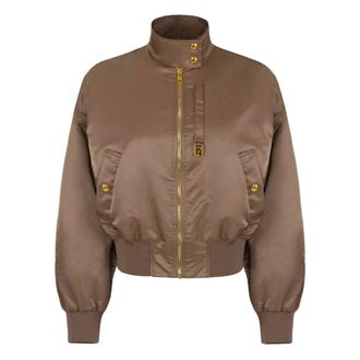 Elisabetta Franchi Femme, Vestes, Brun, Taille: 38 FR Bomber Jacket en tissu nylon