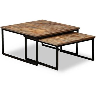 vidaXL Vidaxl - Ensemble de table basse gigogne 2 pcs Teck massif r&eacute;cup&eacute;ration