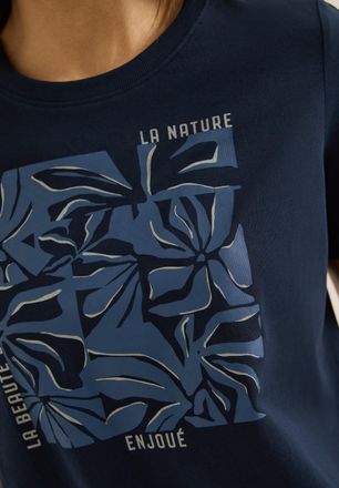 Cecil Kurzarmshirt CECIL, Damen, Gr. XS (36), universal blau, Jersey, Obermaterial: 100% Baumwolle, bedruckt, normal h&uuml;ftbedeckend, Rundhals, Shirts, Sommer