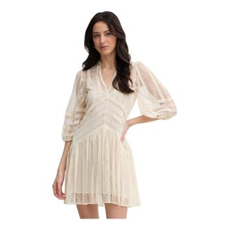 Twinset Femme, Robes, Beige, Taille: 42 FR Robe Courte en Dentelle