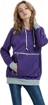 Generic Sweat &agrave; capuche pour animal de compagnie, grande poche pour animal de compagnie, pull pour chat, chien, violet, XXL