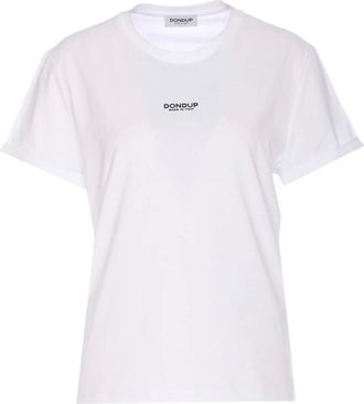 Dondup Femme, Tops, Blanc, Taille: 38 FR T-shirt &agrave; col rond et coupe r&eacute;guli&egrave;re en jersey