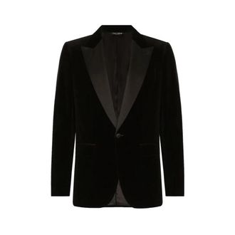 Dolce & Gabbana Samt Tuxedo Jacke mit Peak Revers - - Jackets - Herren - Schwarzk - XL