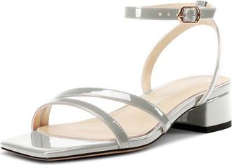 Castamere Femmes Bas Bloc Chunky Talon Heel Carr&eacute; Bout Lani&egrave;res Cheville Sandales Dress Mariage Party Chaussures 3.5 CM Heels Gris 36 EU