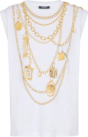 Balmain Femme, Tops, Blanc, Taille: 40 FR Blanc T-shirts et Polos en Soie & Nylon
