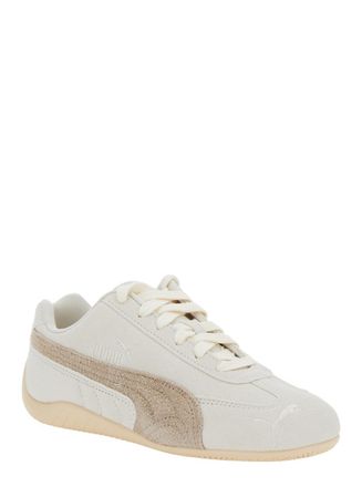 Puma Unisex White Sneakers With Logo Print And Lettering Leather Trainers