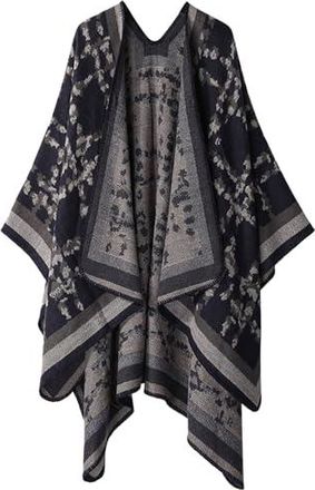 Generic Poncho Femme Hiver Chaud Chale Femme Hiver Chaud Cape Femme Effet enveloppant Ch&acirc;le Tricot&eacute; Coupe-Vent Double Face Carreaux Ray&eacute;s