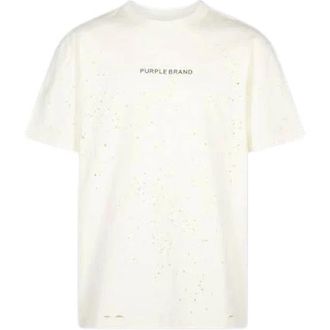 Purple T-Shirt mit Used-Look-Effekt - - Tops - Herren - Wei&szlig; - M