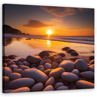 Feeby Leinwand Bilder - Sonnenuntergang-Landschaft - Canvas 30x30 cm - Deko Wohnzimmer - Wandbilder Schlafzimmer - Deko Aesthetic - Wand Deko - Leinwand Gro