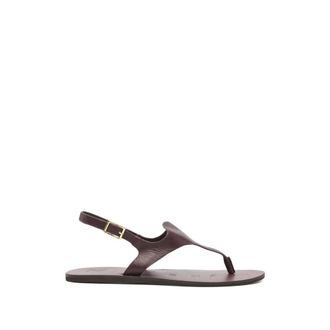 Maneb&igrave; Femme, Chaussures, Rouge, Taille: 39 EU Sandales plates slingback en cuir