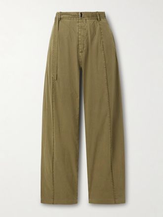 Co Pantalon Droit En Coton À Ceinture - Vert
