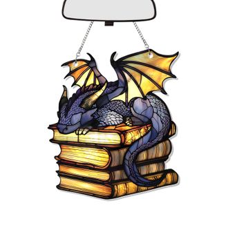 Generico Book Dragon Sun Catcher - Acryl-Anh&auml;nger, Fensterdekoration, Wanddekoration, kreatives h&auml;ngendes St&uuml;ck f&uuml;r B&uuml;cherliebhaber und Ideen