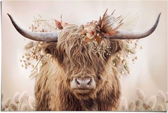 Reinders Poster, Highlander in Blumen, Wohnzimmer, Poster, Wanddeko, Room Decor, 150 gr. gl&auml;nzend Bilderdruckpapier, Beige, 61 x 91,5cm