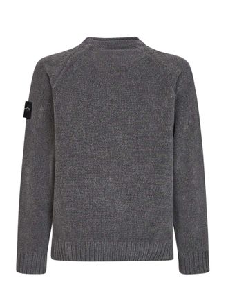 Stone Island Mens Crewneck Sweater M&eacute;lange Grey Chenille Cotton