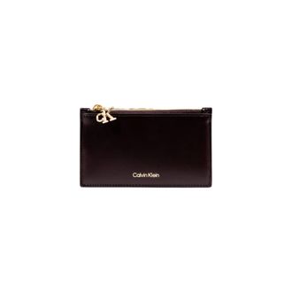 Calvin Klein Femme, Accessoires, Brun, Taille: ONE Size Portefeuille marron &agrave; fermeture &eacute;clair avec plusieurs poches