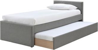 Miliboo Lit gigogne en Tissu Gris 90x190 cm Macco