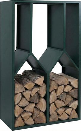 Mendler Brennholzlager HWC-P76, Kamin-/Feuerholzregal Holzlager Holzunterstand Outdoor Metall 160x95x50cm - gr&uuml;n