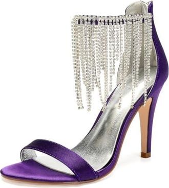 Generic Femme Talon Aiguille Chaussure Escarpin Sandale Ouvert Chic Mari&eacute;e Et&eacute; Talon Mariage Soir&eacute;e Chaussures 10.5Cm,Dark Purple,40 EU