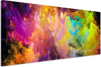 Paul Sinus Art Panoramabild 150x50cm Knallige bunte Farbwolken auf Leinwand exklusives Wandbild moderne Fotografie für ihre Wand in vielen Größen