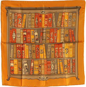 Herm&egrave;s Orange Bibliotheque Silk Scarf