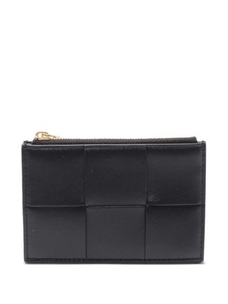 Bottega Veneta 2012-2025 maxi Intrecciato Cassette Zip M&uuml;nzt&auml;schchen aus Leder - Schwarz