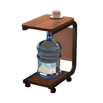 Generico Beistelltisch in C-Form - mobiler Beistelltisch f&uuml;r Sofa mit feststellbaren R&auml;dern, zweilagig, TV-Tablett mit gro&szlig;er Aufbewahrung, AC-Konstruktion