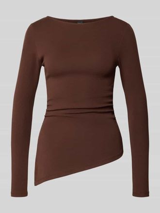 Gina Tricot Slim Fit Langarmshirt aus Baumwoll-Mix mit asymmetrischem Saum