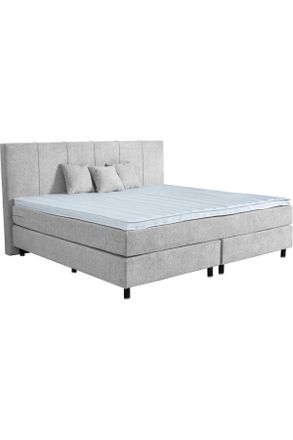 home24 Boxspringbett, Greige, Textil, H5, 5-Zonen, H&ouml;he ca. 20 cm, 240x200 cm, Topper durchgehend, in verschiedenen Gr&ouml;&szlig;en erh&auml;ltlich, Partnermatratze mit du