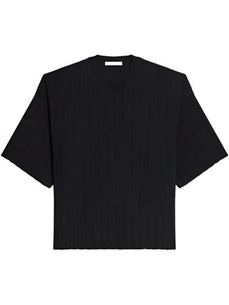 Helmut Lang t-shirt en maille nervurée - Noir