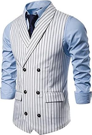 Generic Gilet sans manches pour homme pour la course et le fitness - Veste d&eacute;contract&eacute;e - Gilet daffaires - Costume de mariage - Gilet pour homme - Poche &agrave; do
