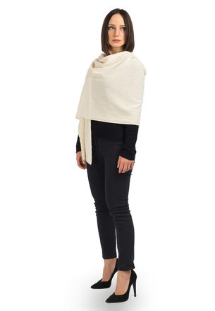 DALLE PIANE CASHMERE Stola aus 100% Kaschmir - Made in Italy - f&uuml;r Frau, Farbe: Creme, Einheitsgr&ouml;&szlig;e